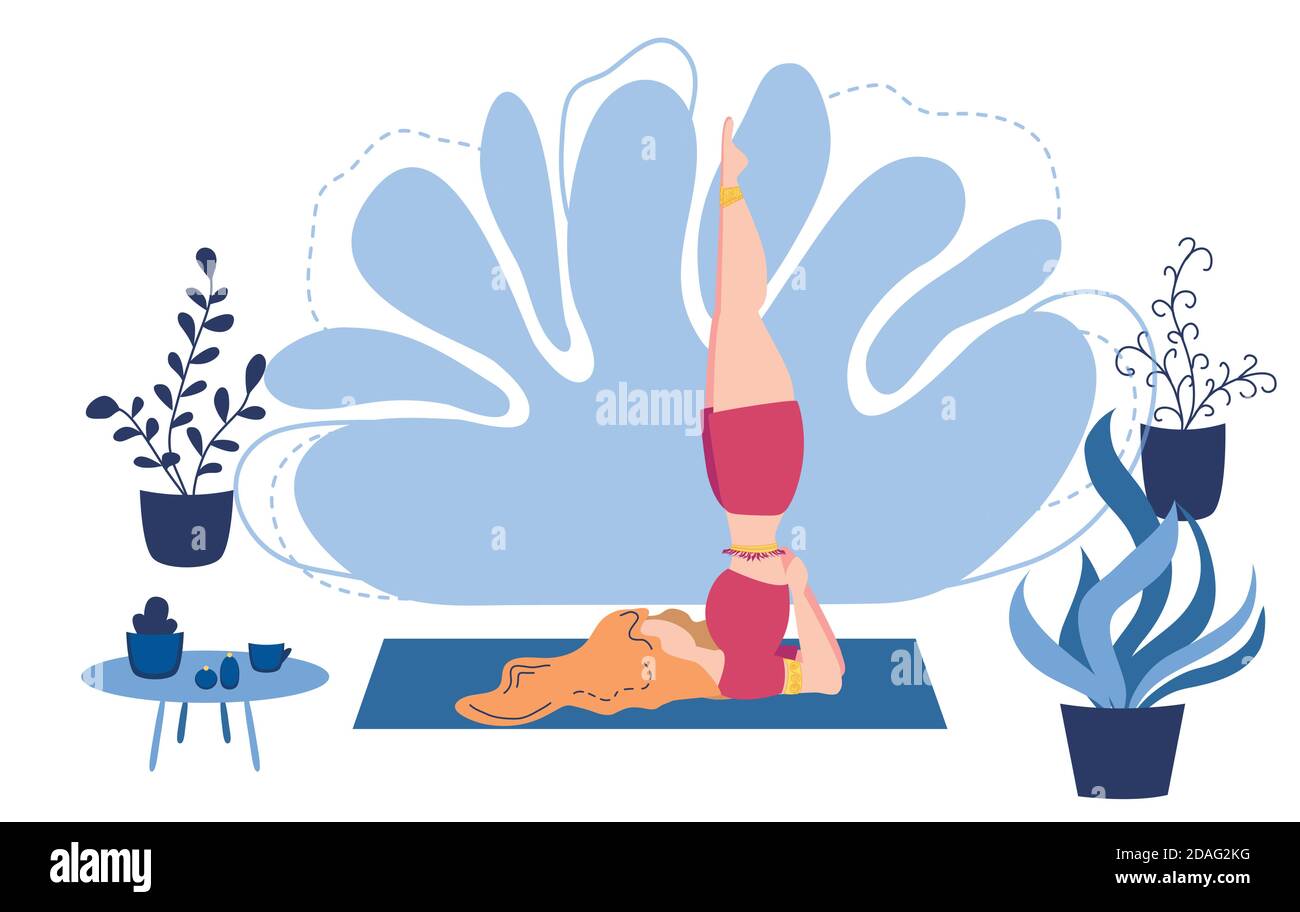 Relaxed young woman enjoying rest. Girl meditates. Trendy flat cartoon ...