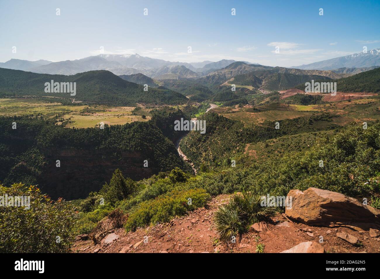Atlas Mountains scenic view on a beautiful day of spring in Morocco ...