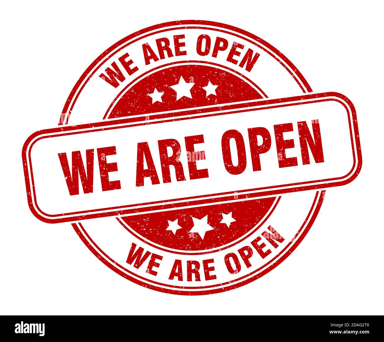 we are open stamp. we are open sign. round grunge label Stock Vector ...