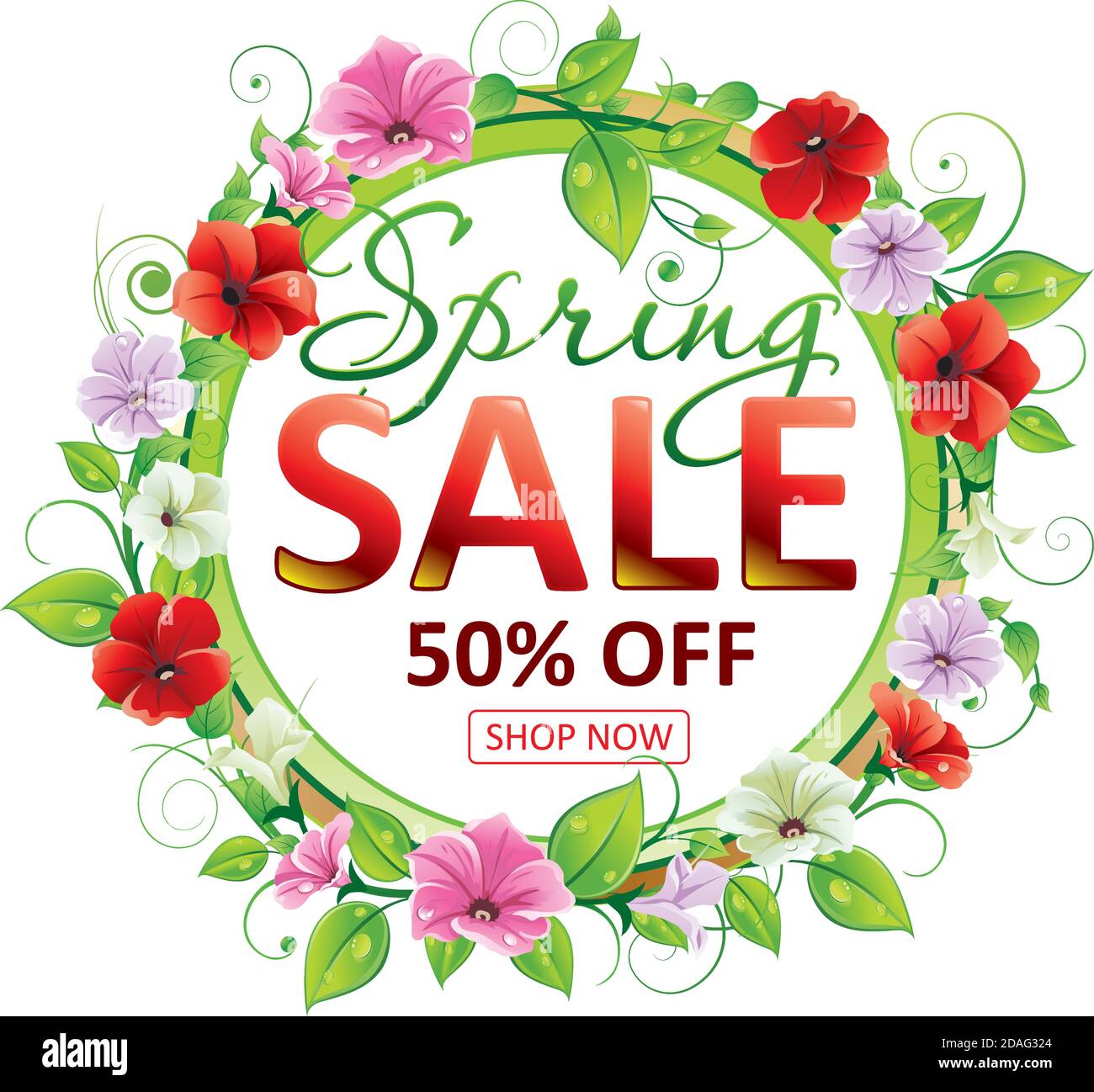 floral round label spring discounts Stock Vector Image & Art - Alamy