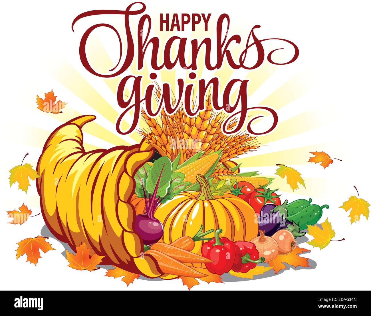 Thanksgiving Day - autumn harvest from cornucopia Stock Vector Image ...