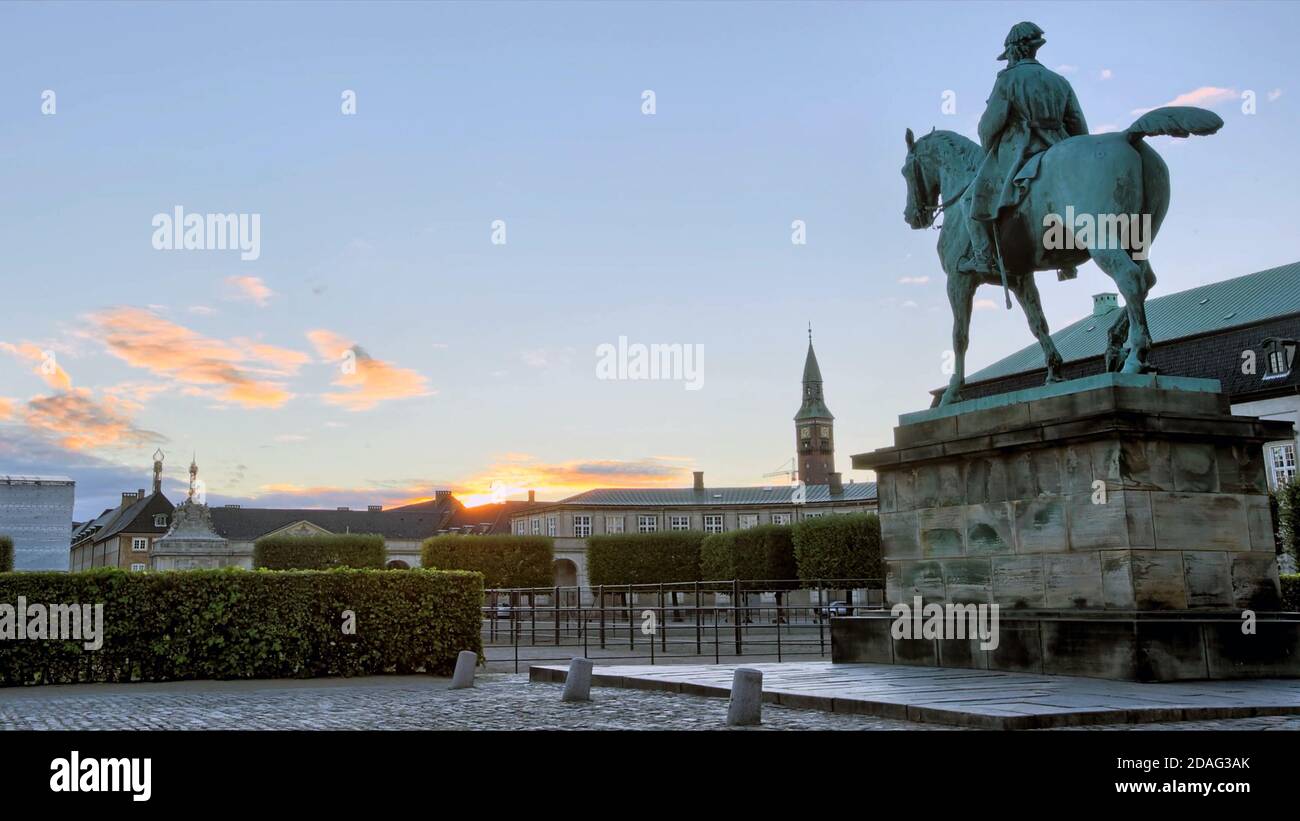 statue of the King Christian IX at sunrise Copenhagen Denmark Stock ...