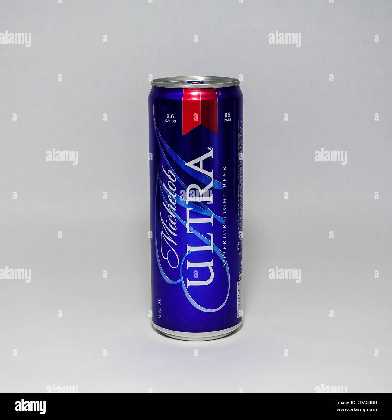 Orlando, FL/USA-2/4/20: An isolated can of Michelob Ultra Beer on a ...
