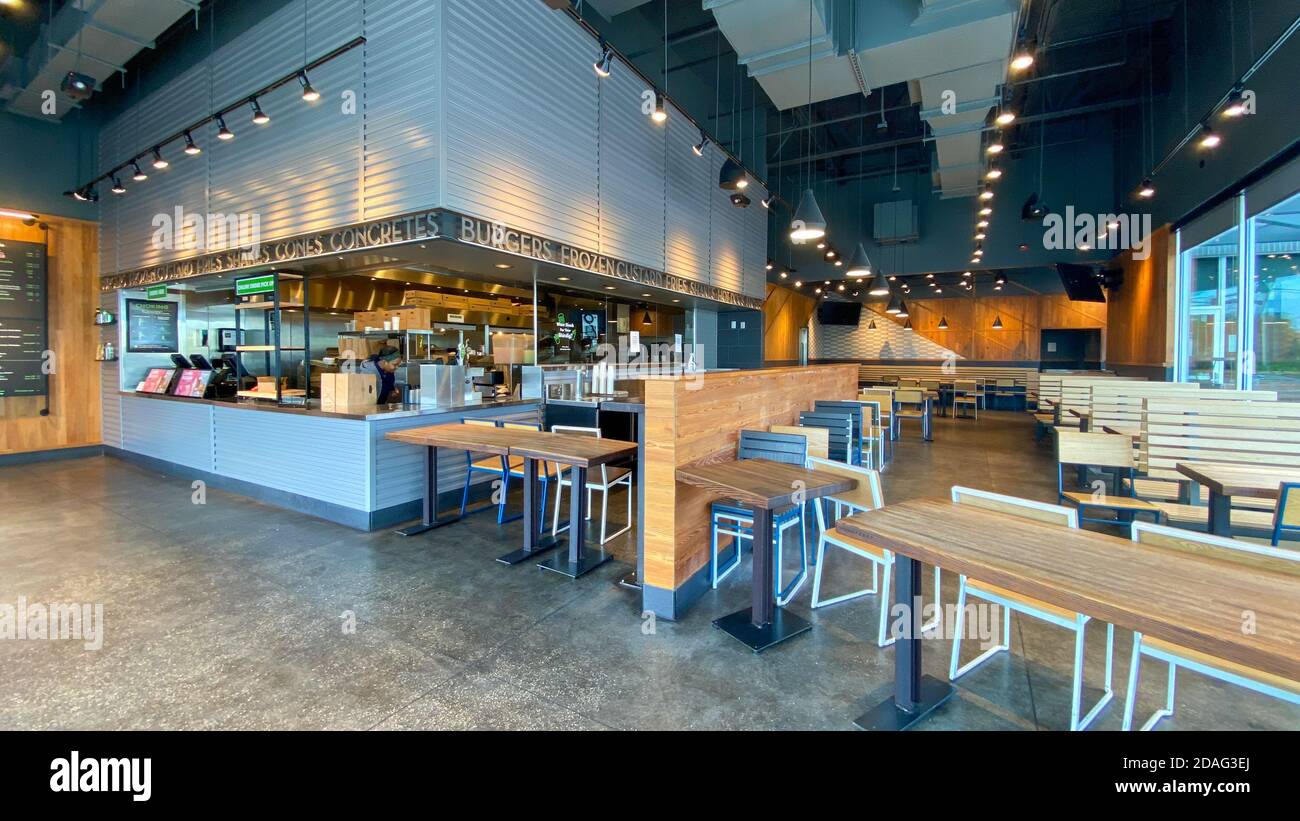 Orlando,FL/USA-3/18/20: The closed dining room at the Shake Shack ...