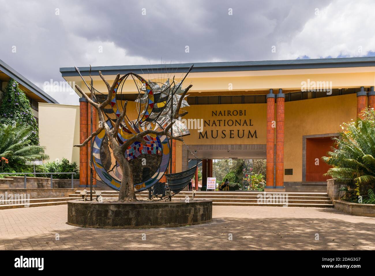 Exterior of the Nairobi National Museum showing an art sculpture in ...
