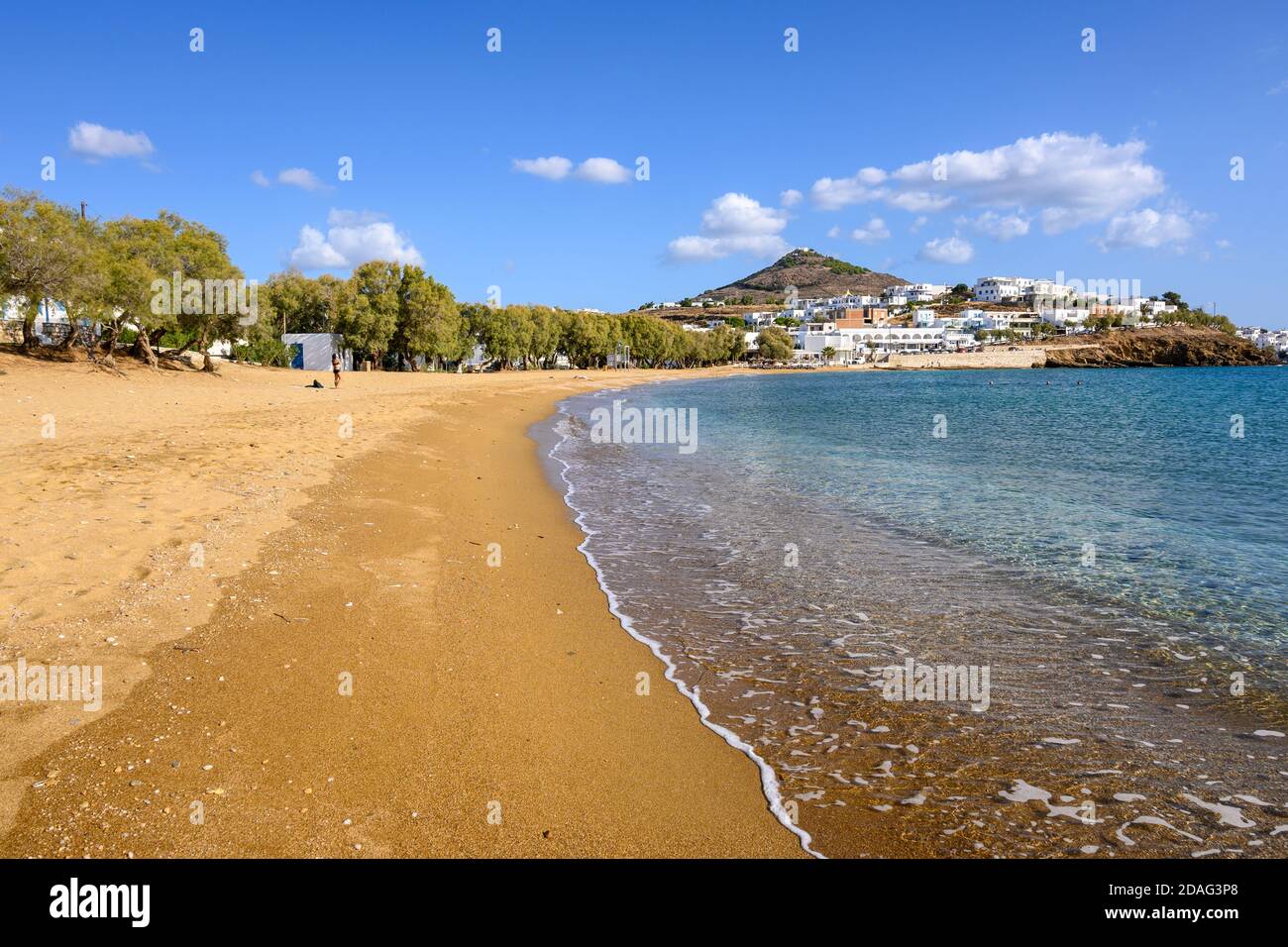 View of beautiful sandy Logaras beach with azure sea water on coast of ...