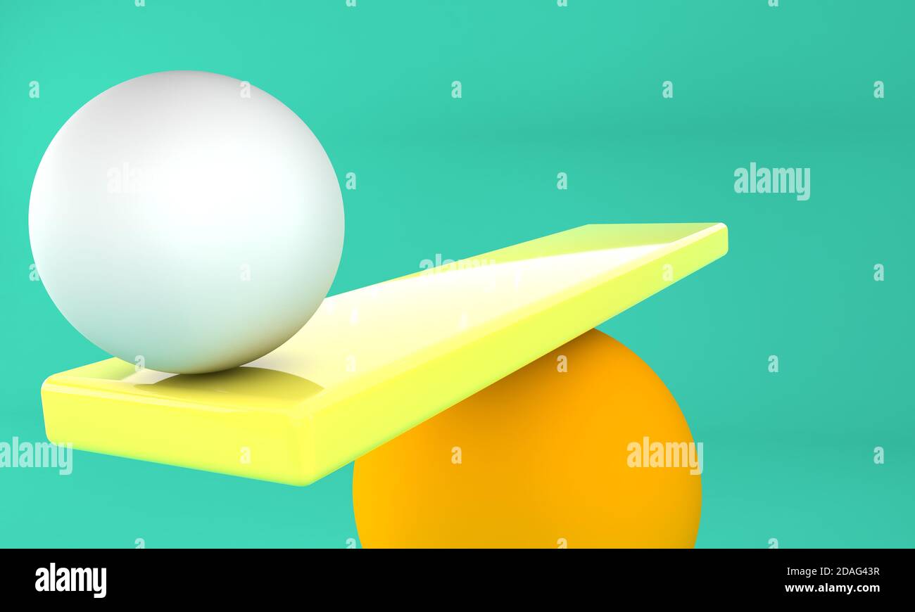 Balancing balls in orange background. 3d illustration Stock Photo - Alamy
