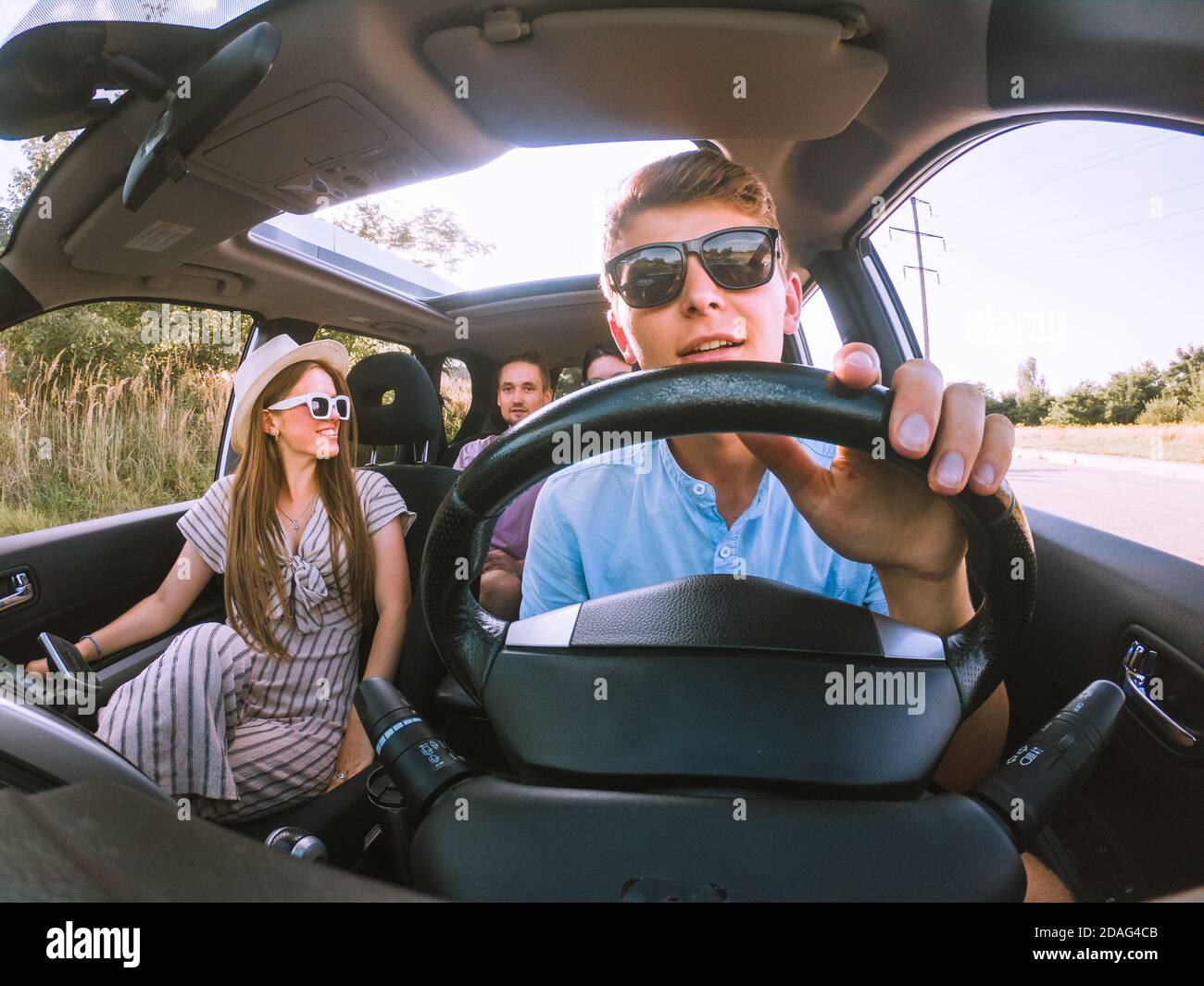 group of friends in car Stock Photo - Alamy