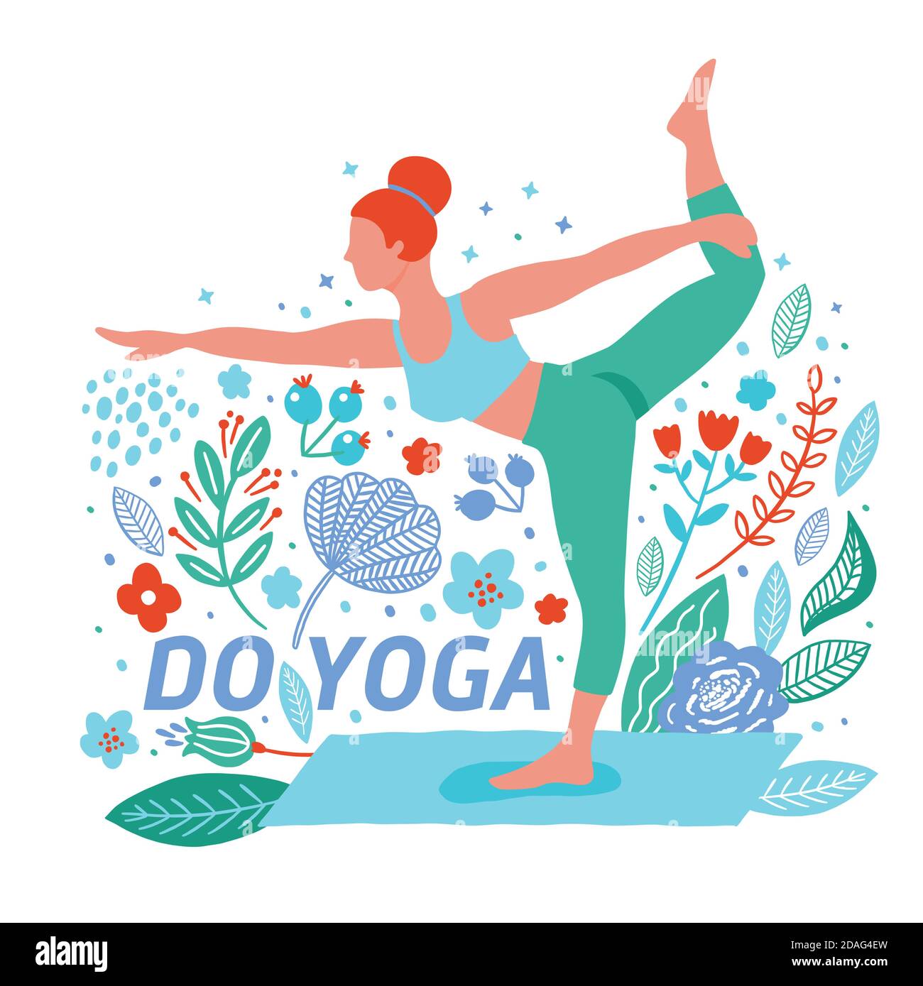 Women exercising yoga flat color trend vector. Do yoga meditation ...