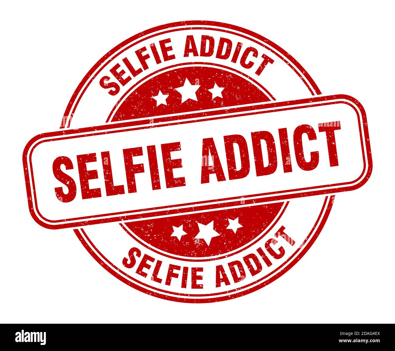 selfie addict stamp. selfie addict sign. round grunge label Stock ...