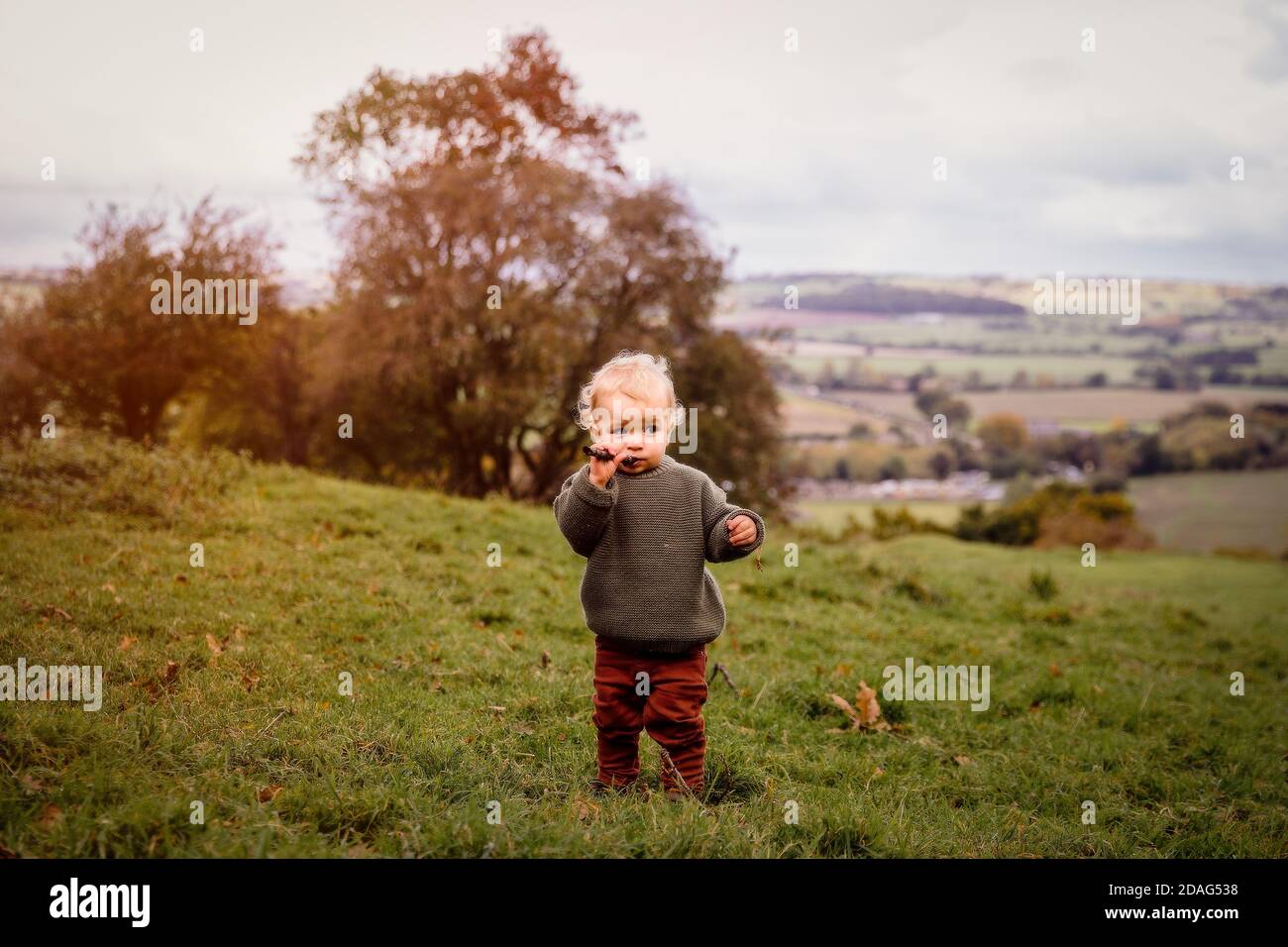 Toddler outdoors in autumn Stock Photo - Alamy