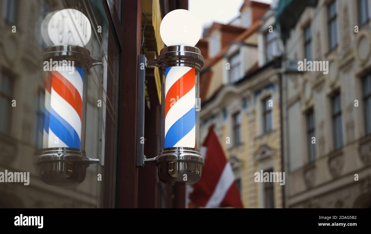 Spinning barbers pole hi-res stock photography and images - Alamy