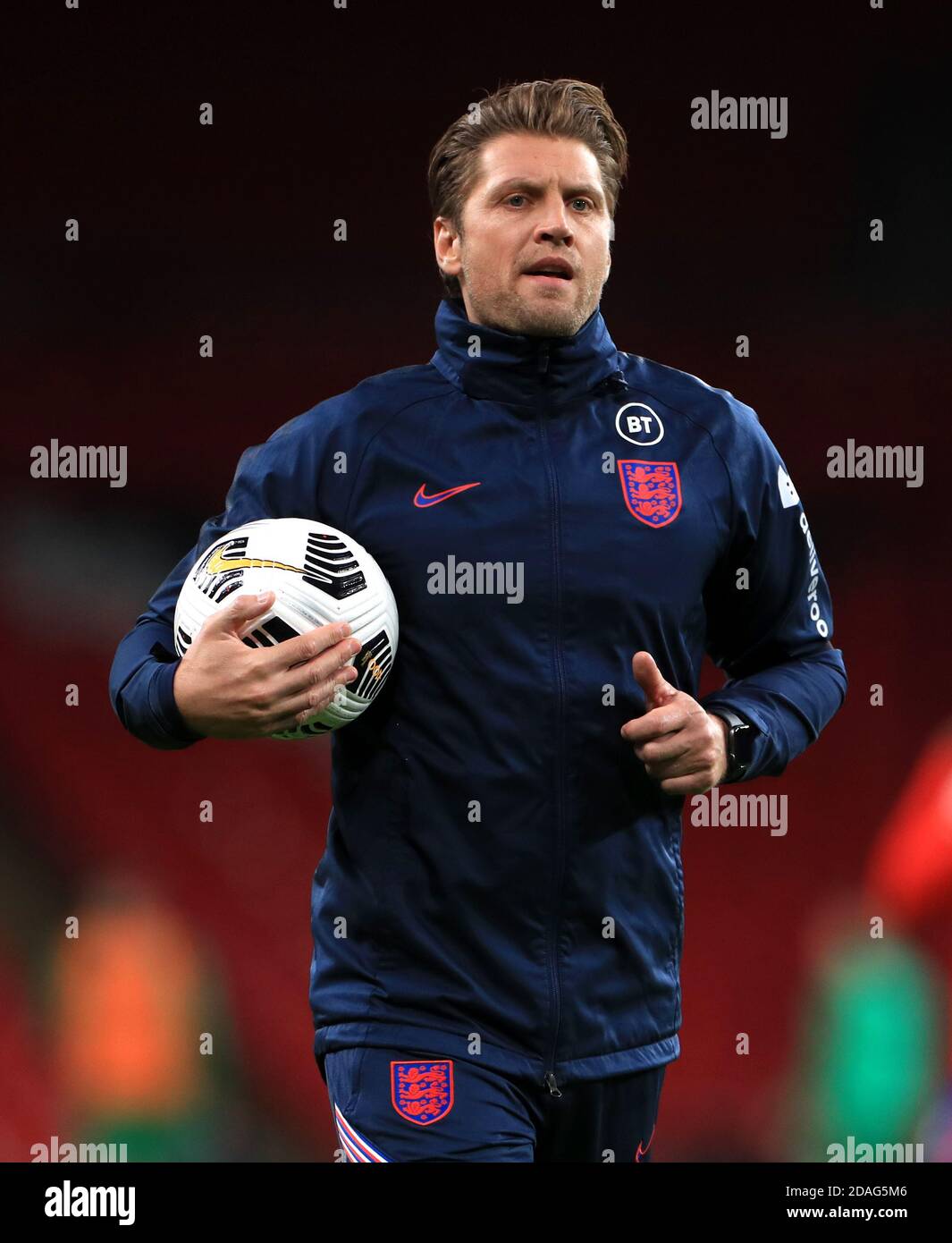 England striker coach Allan Russell before the international friendly ...