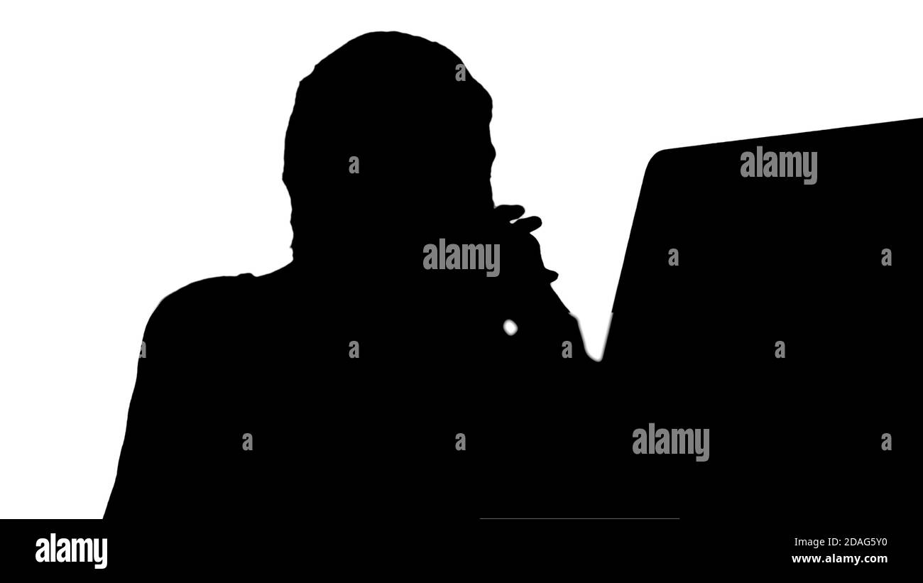 Teen using computer silhouette hi-res stock photography and images - Alamy