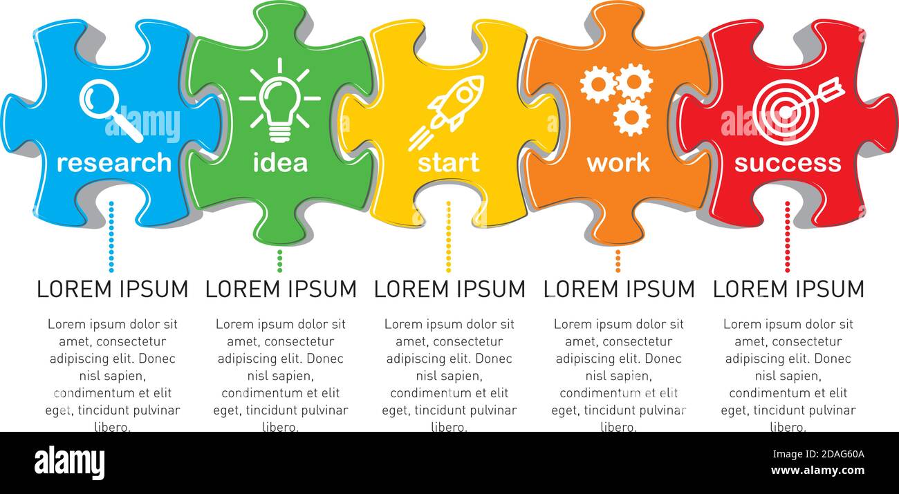 Vector Infographic design template with puzzles startup steps. Can be ...