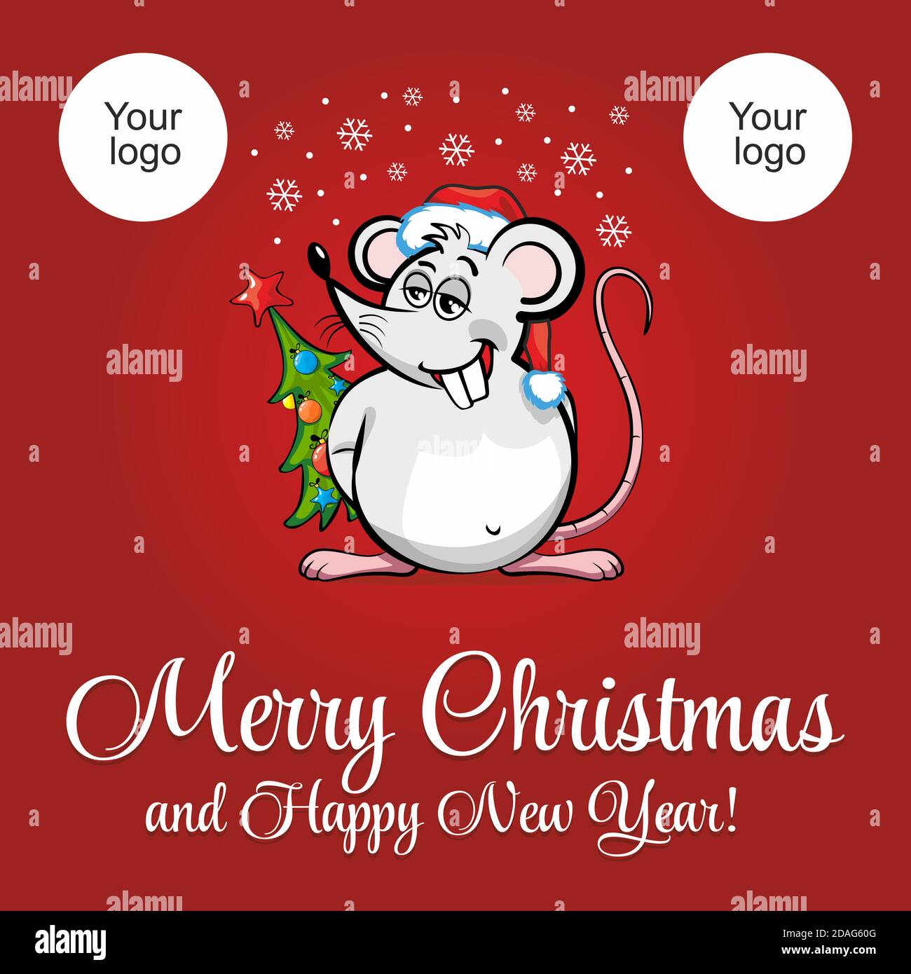 Rat with a christmas hat Stock Vector Images - Alamy