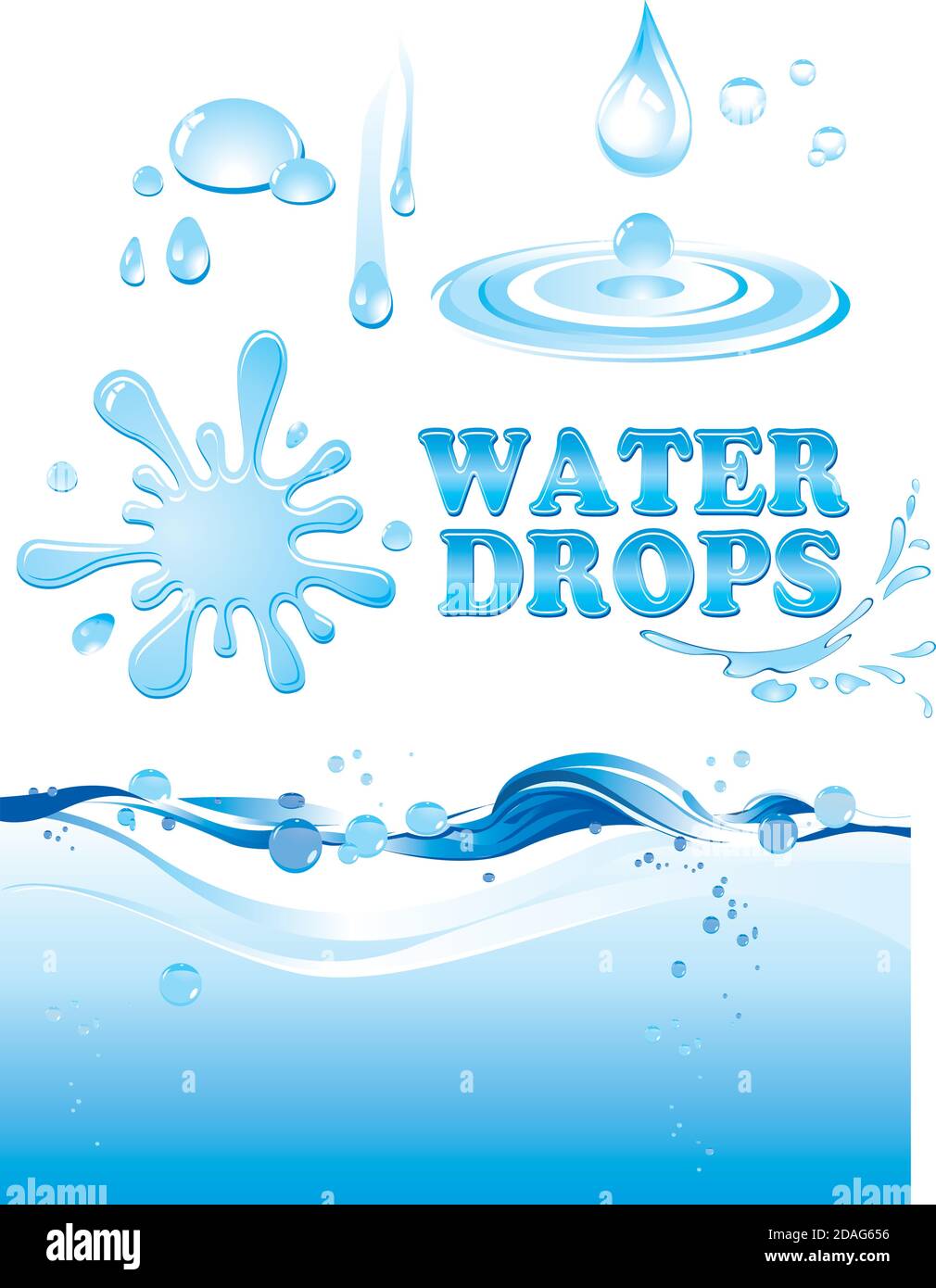 Splatter, splash of a wave of drops of pure water Stock Vector Image ...