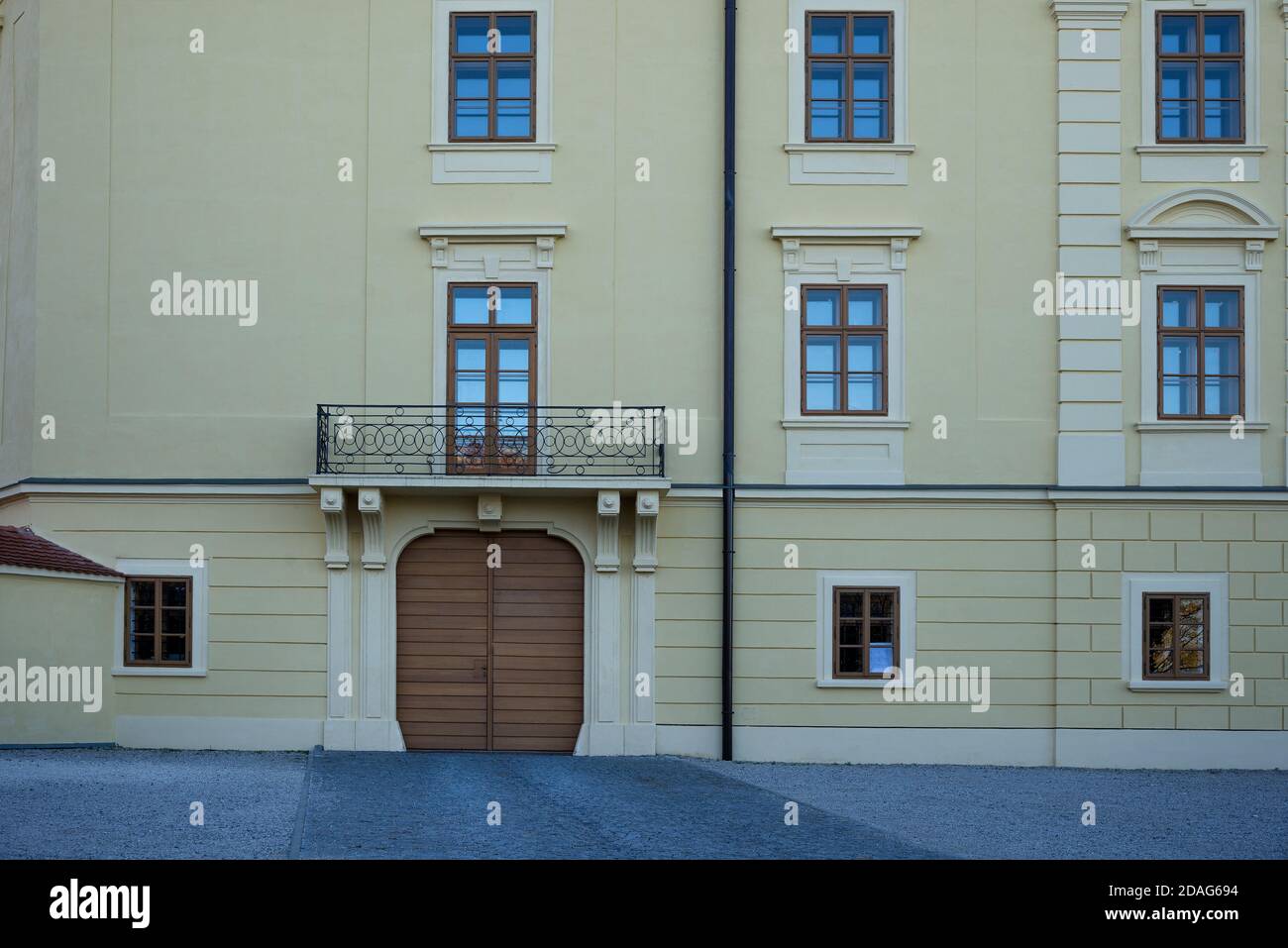 Old castle after renovation with a balcony detail Stock Photo - Alamy