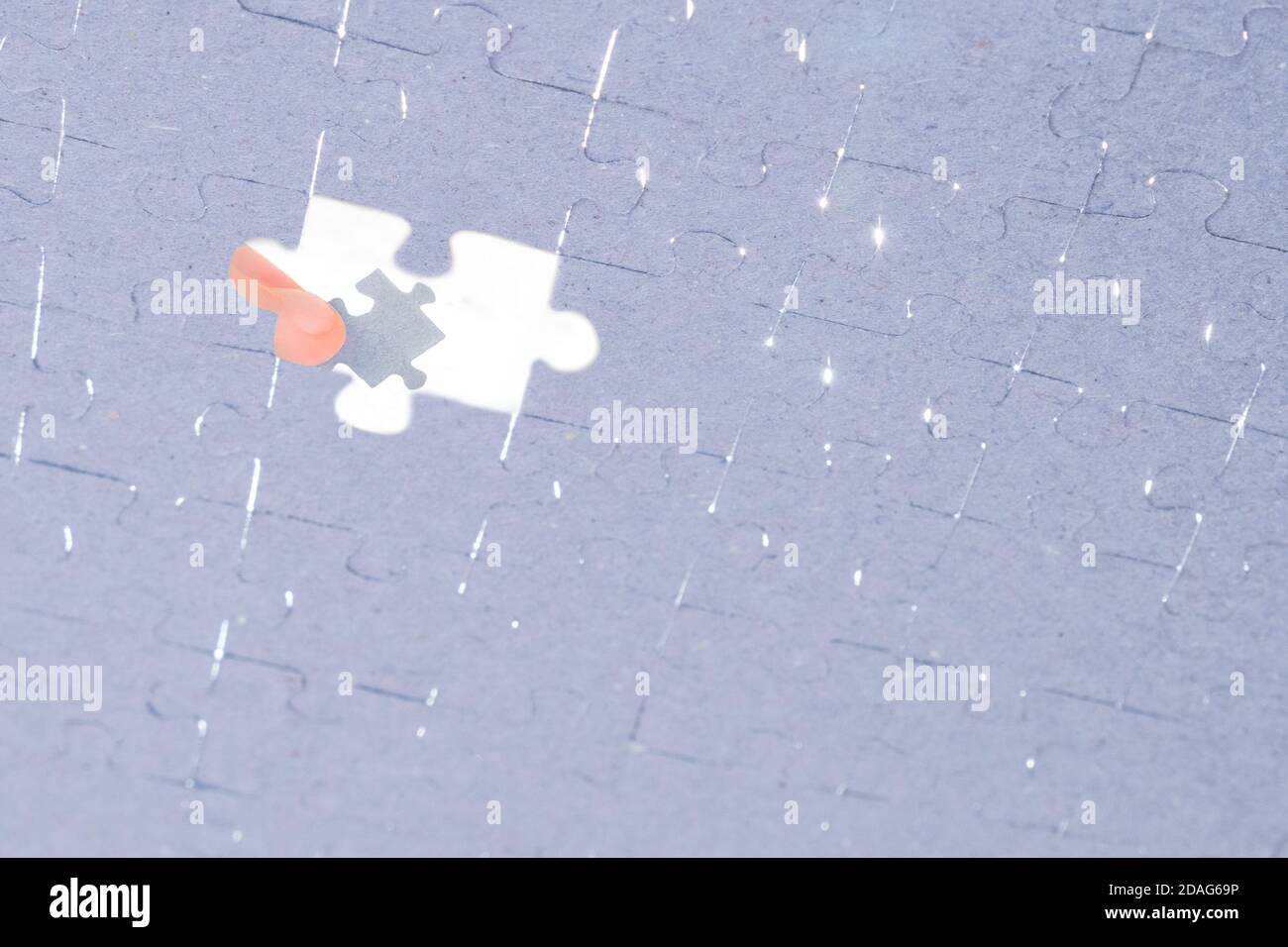 Jigsaw Puzzle Last Piece to Complete. Assembling Jigsaw Puzzle. Part of ...
