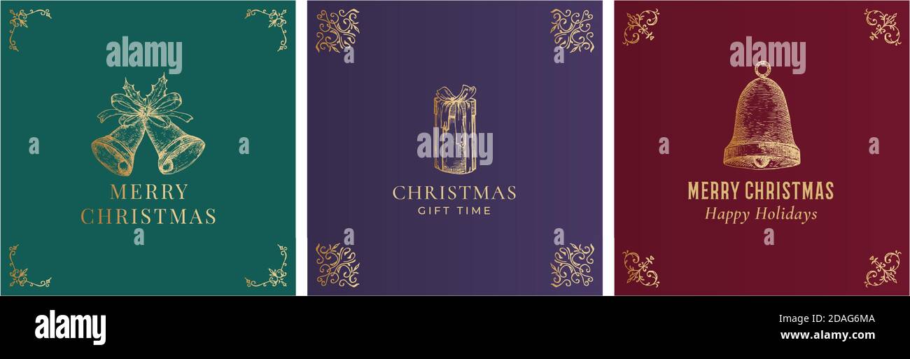 Merry Christmas Abstract Vector Classy Labels, Signs or Cards Templates ...
