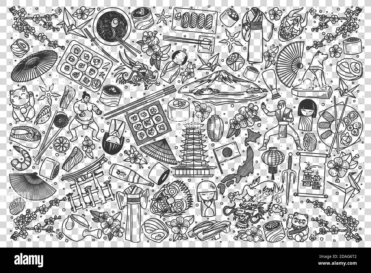 Japan doodle set Stock Vector Image & Art - Alamy