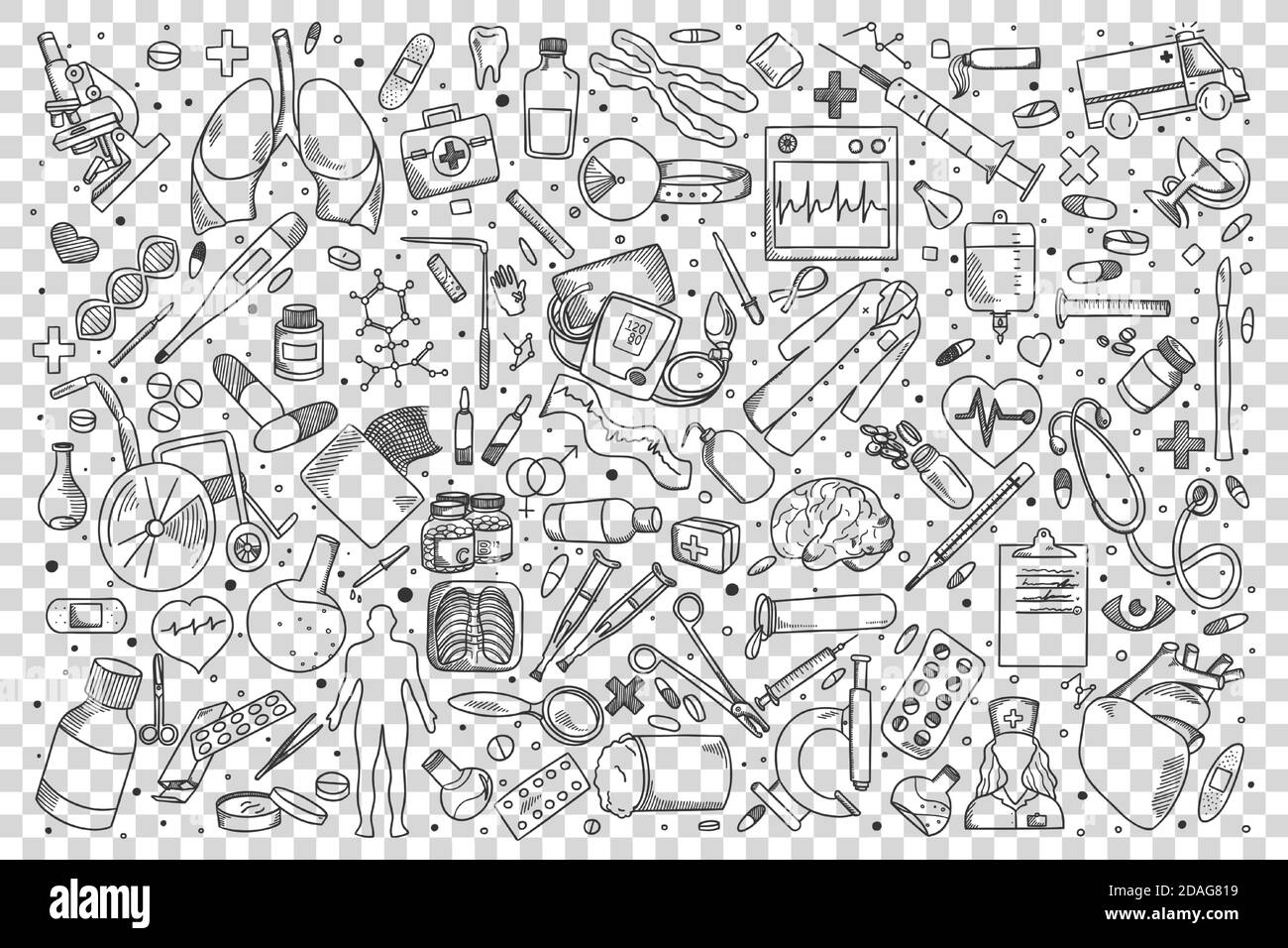Medicine doodle set Stock Vector Image & Art - Alamy