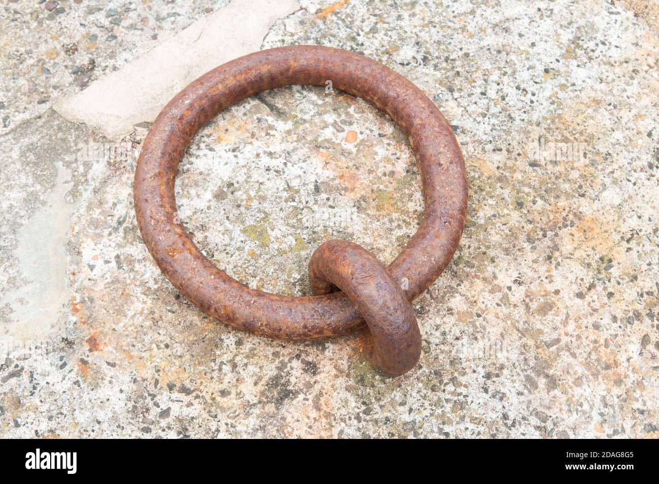 Rusty mooring ring at Anstruther Harbor. Boating background. Metal ring ...