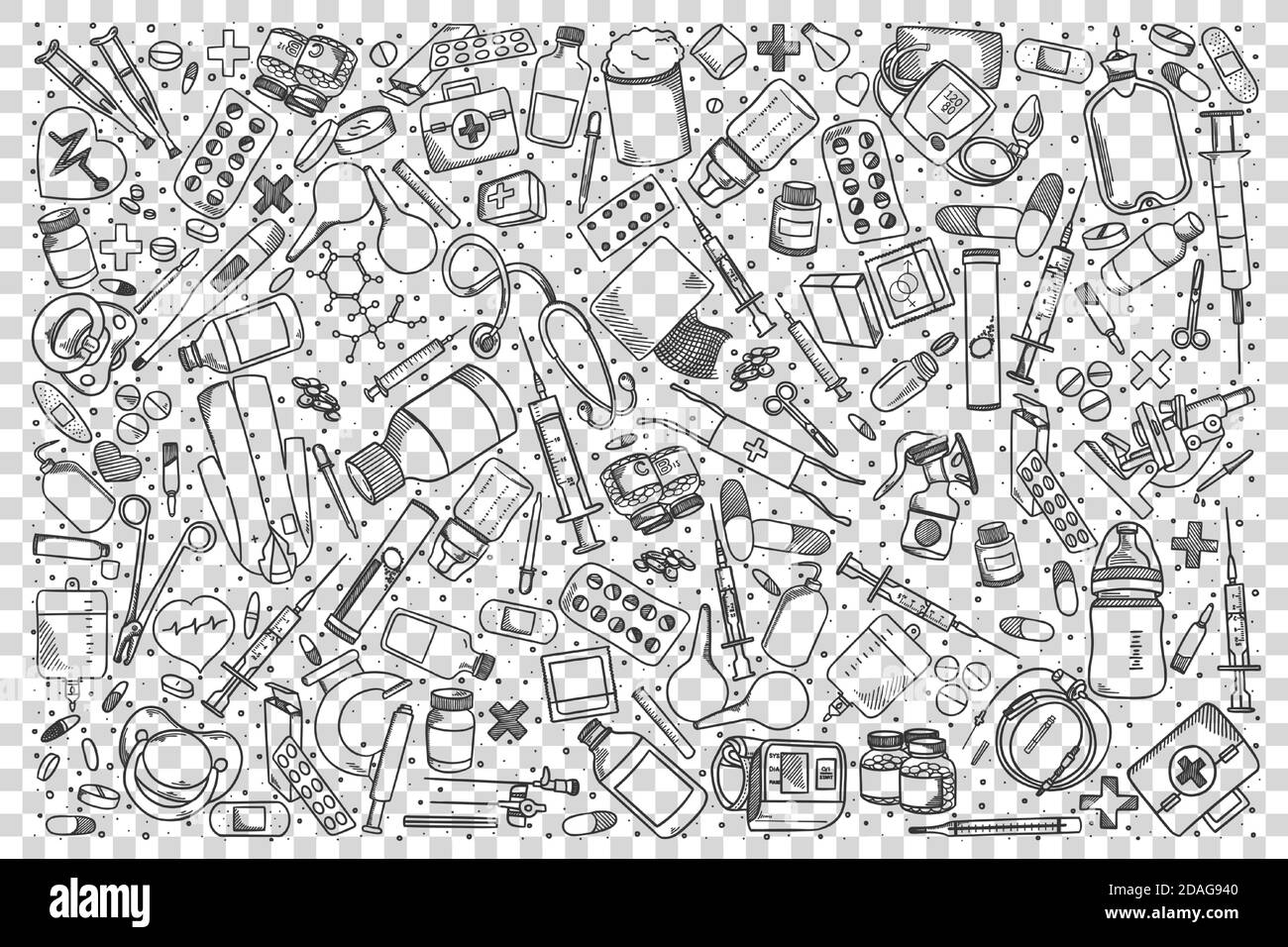 Pharmacy doodle set Stock Vector Image & Art - Alamy