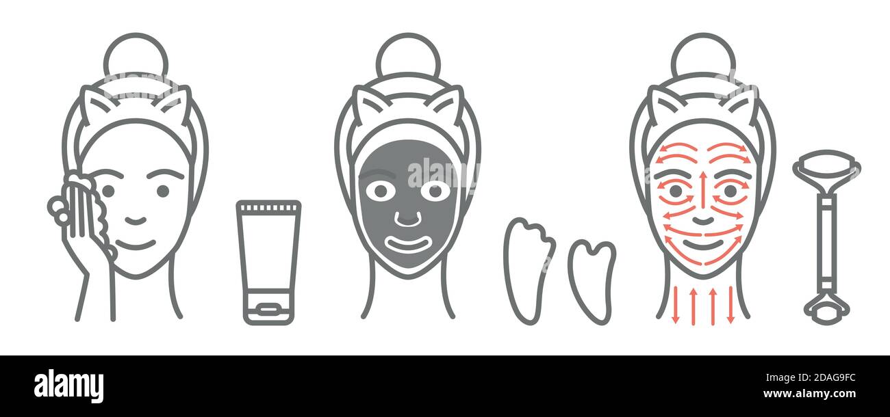 Skin care routine. Steps how to apply cosmetic Stock Vector Image & Art ...