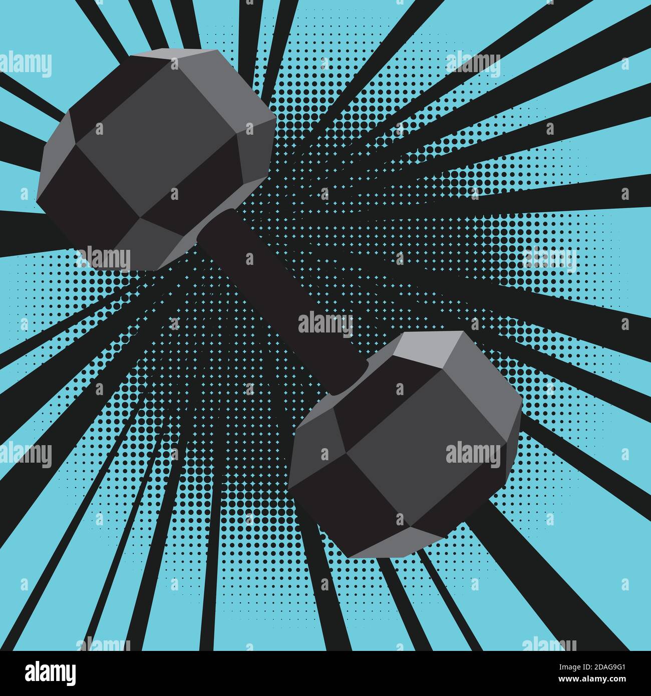 Abstract fitness themed retro design, dumbbells background illustration ...