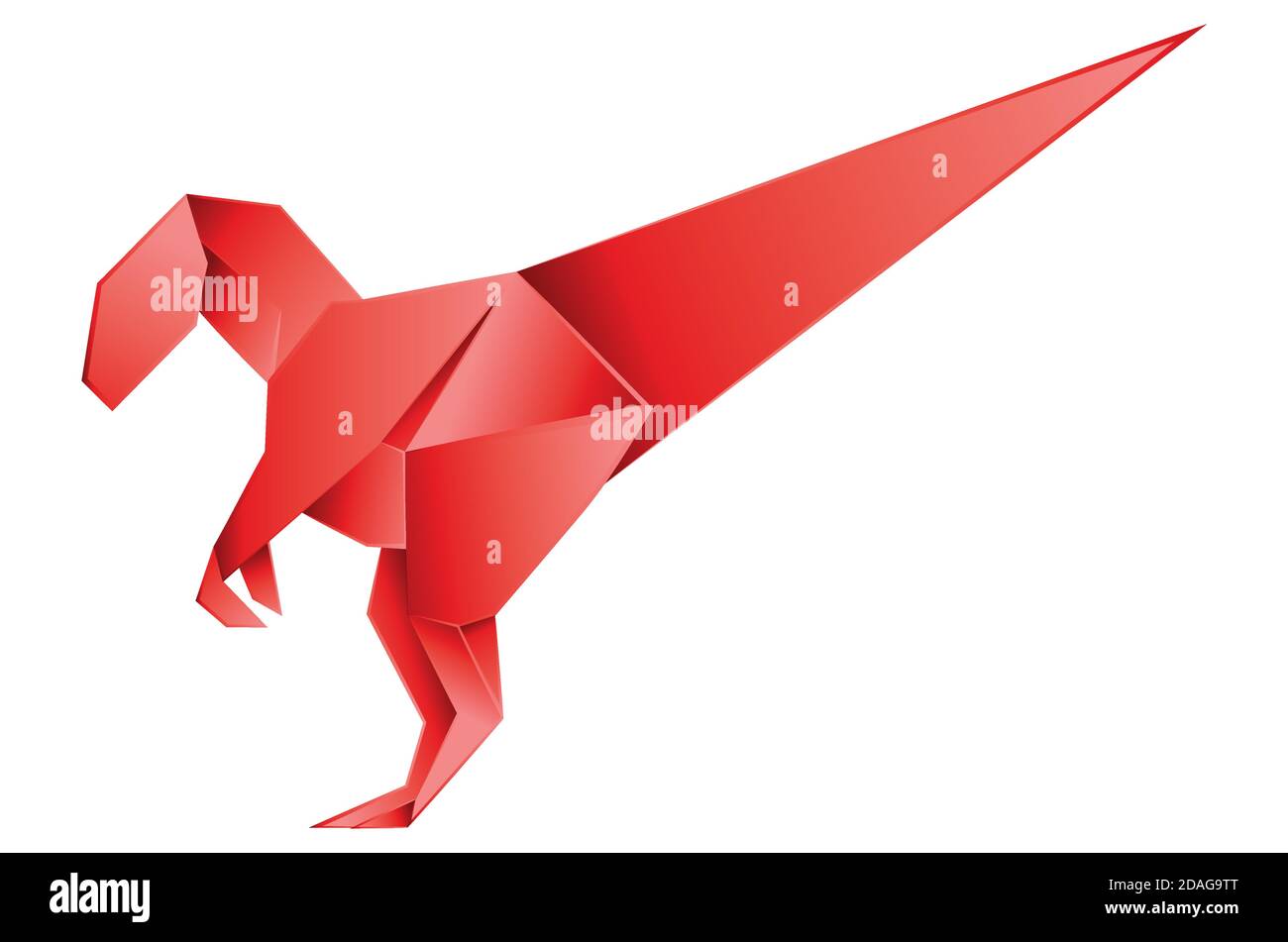 Abstract origami velociraptor, red paper folding dinosaur design Stock ...