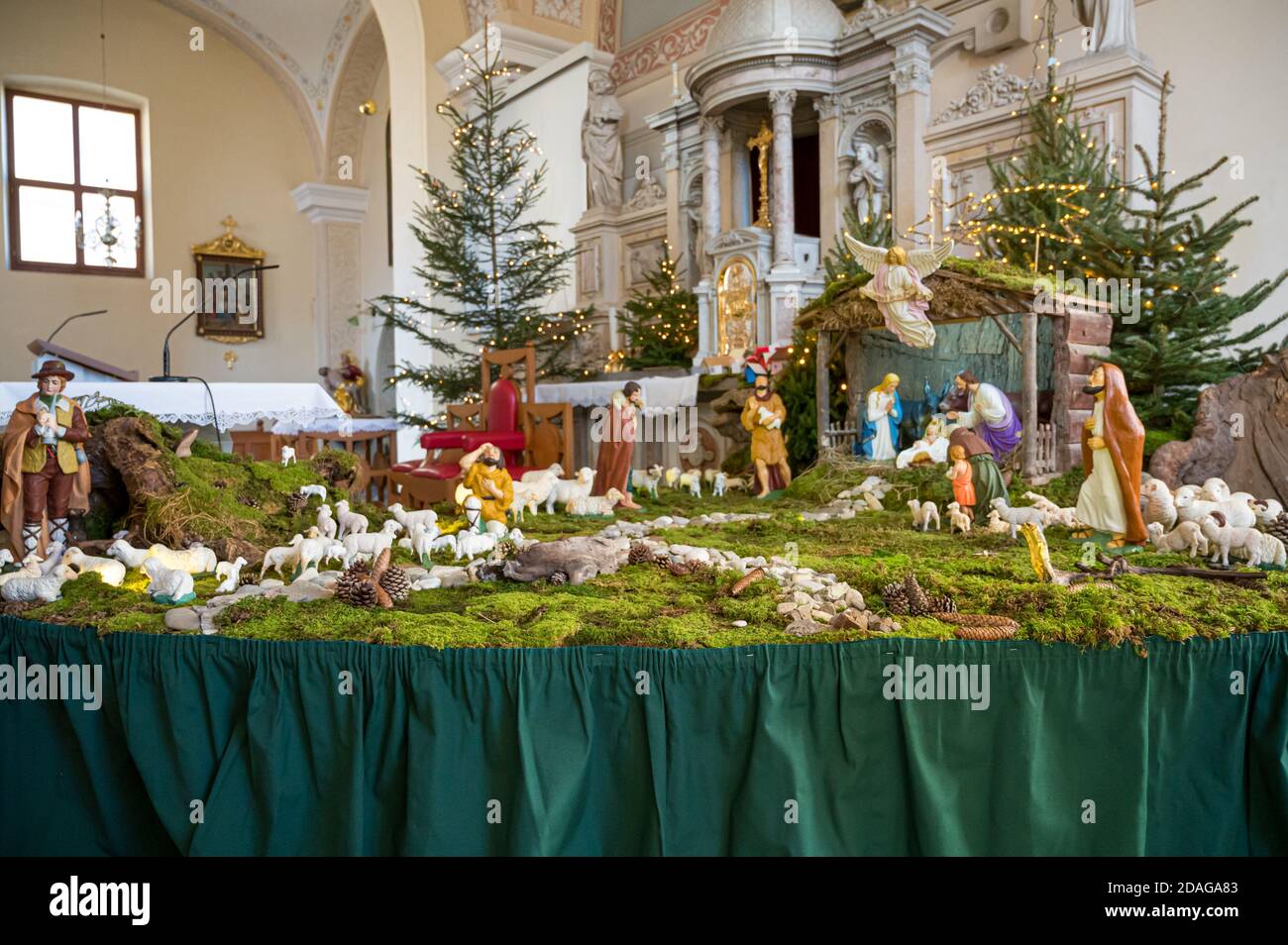 Christmas Nativity scene in local church made with great care and ...