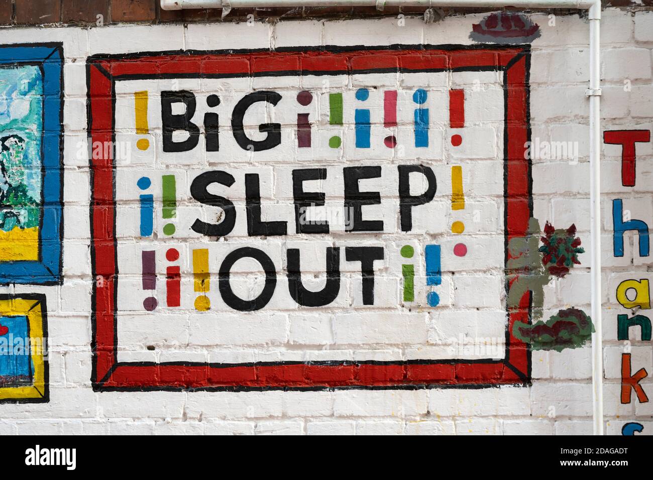 Big Sleep Out charity wall art / signs Stock Photo - Alamy