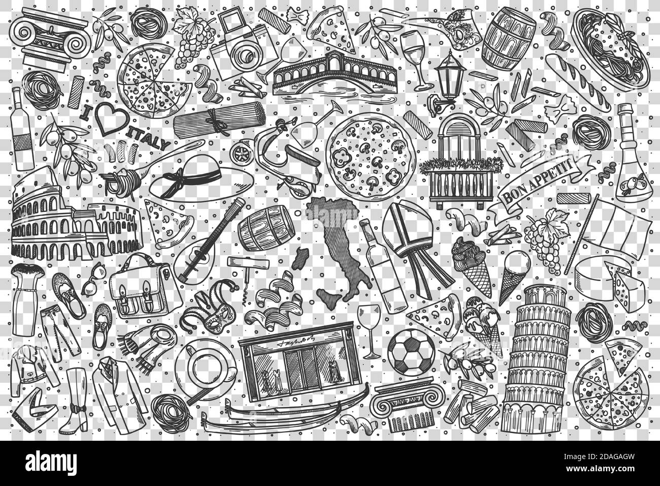 Italy doodle set Stock Vector Image & Art - Alamy