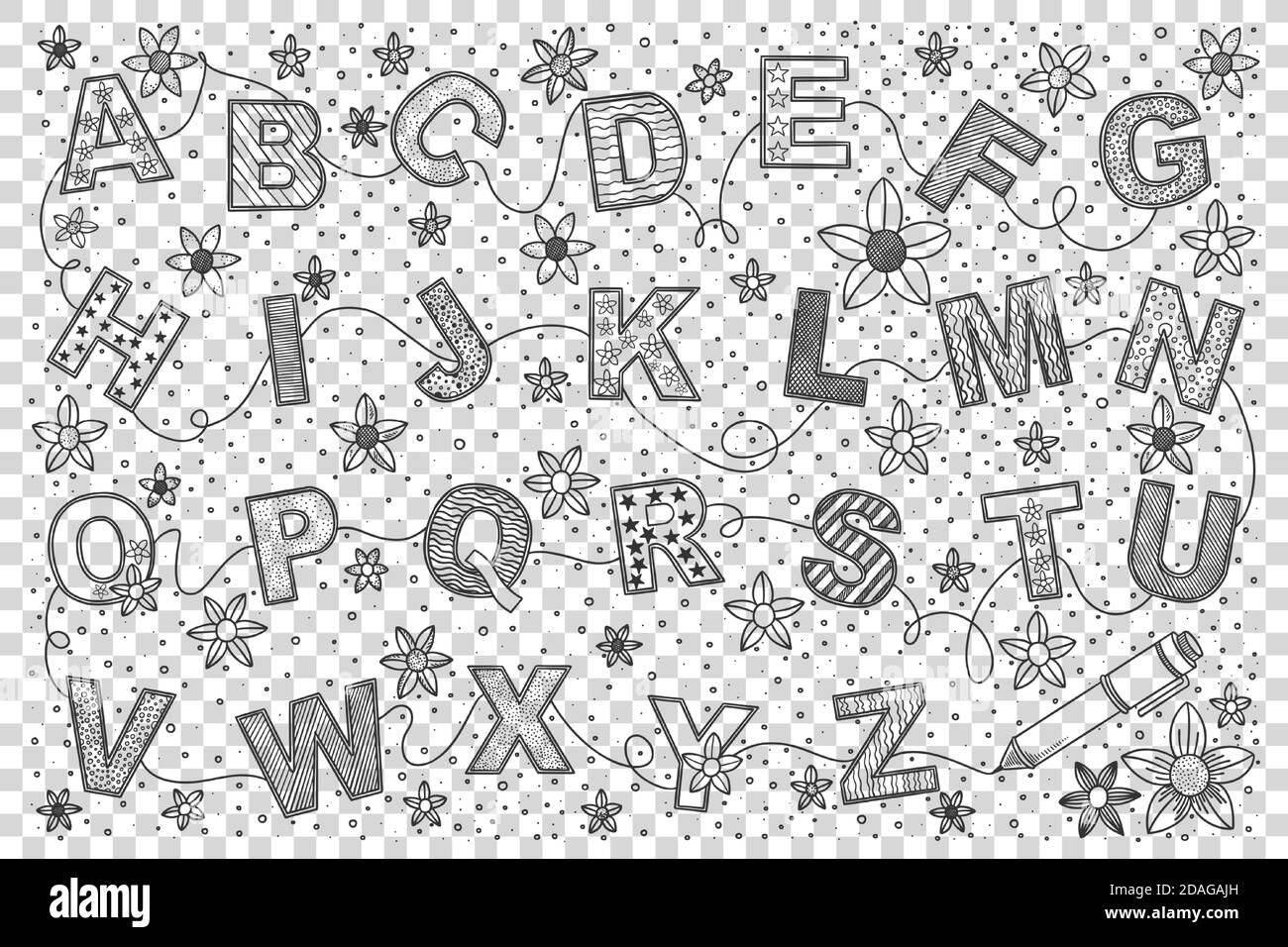 English alphabet doodle set Stock Vector Image & Art - Alamy