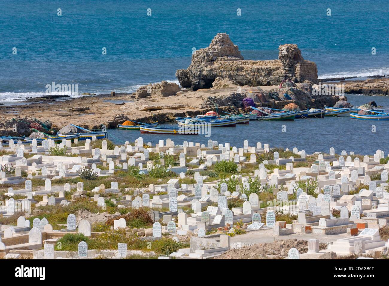 Graveyard along the Mediterranean, Mahdia, Tunisia Stock Photo - Alamy
