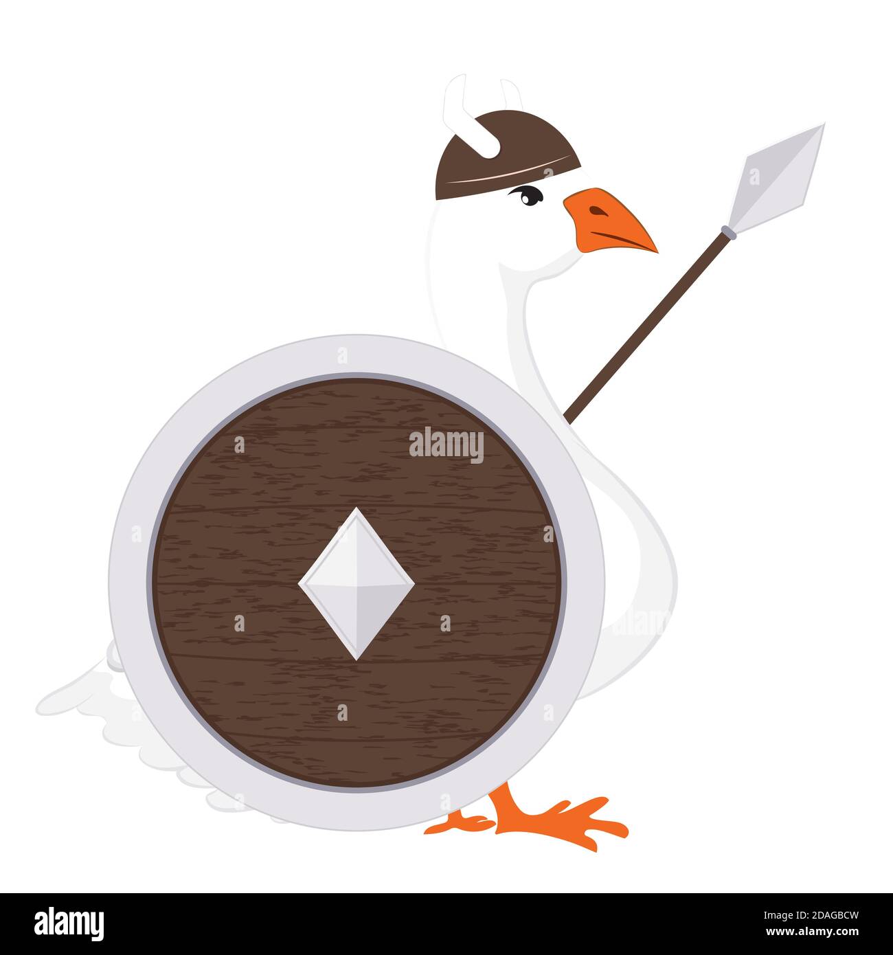 White goose viking warrior with shield and spear illustration Stock ...