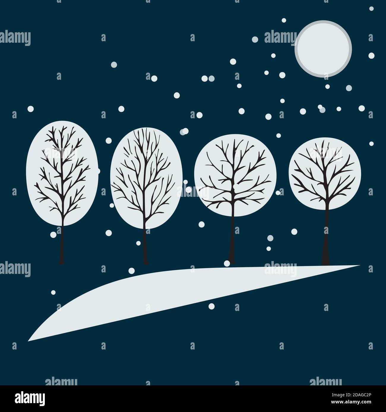 Vector card with hand drawn winter trees under the snow Stock Vector ...