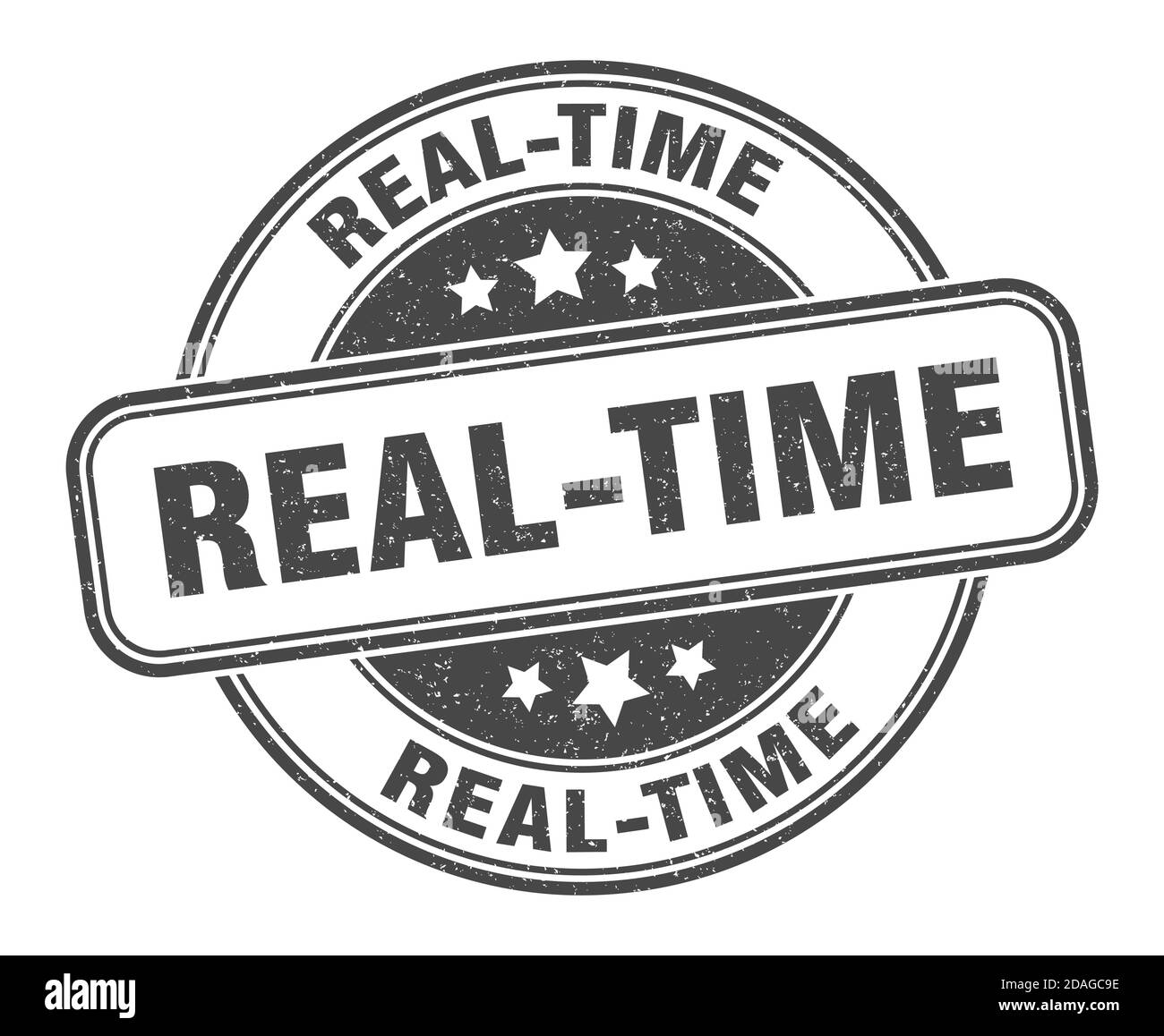 real-time stamp. real-time sign. round grunge label Stock Vector Image ...