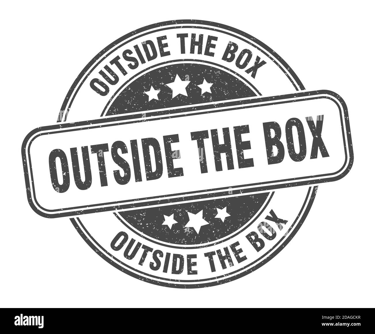 outside the box stamp. outside the box sign. round grunge label Stock ...