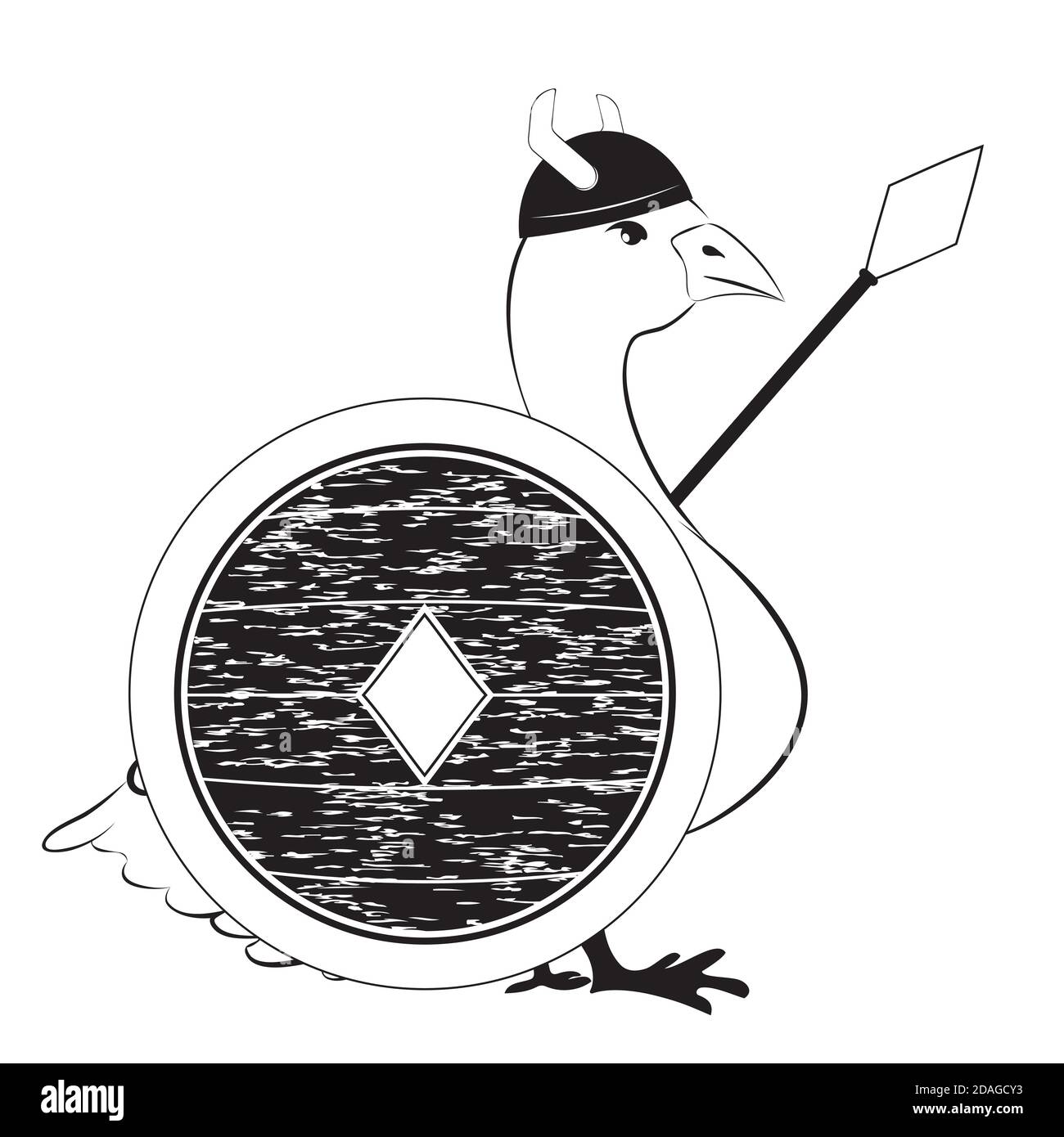 White goose viking warrior with shield and spear illustration Stock ...