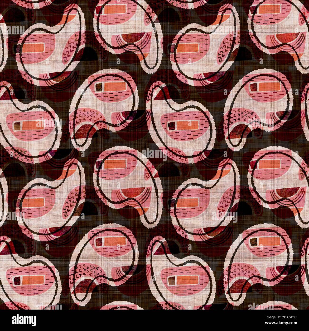 Seamless dark paisley block print background. Boho ethnic soft ...