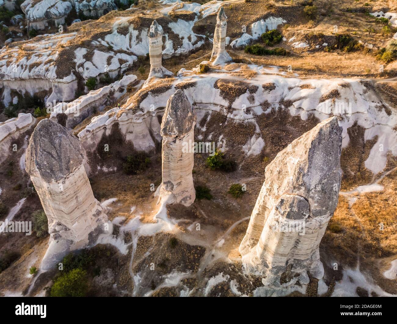 Aerial drone view of the fairy chimney landscape in Love Valley of ...