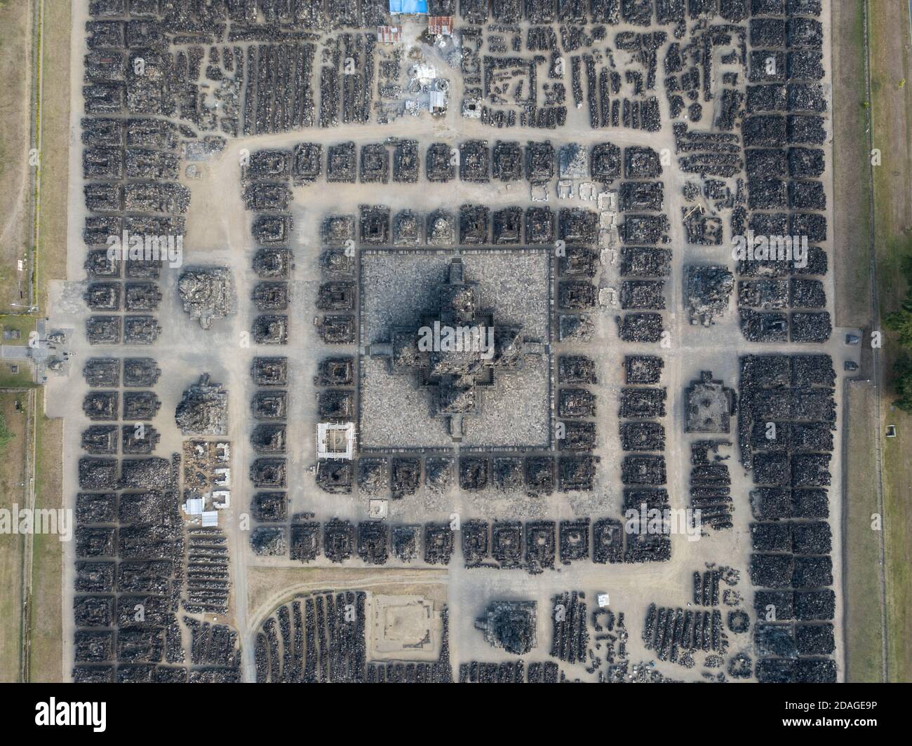 Prambanan Hindu temple drone view In Yogyakarta Indonesia Stock Photo ...