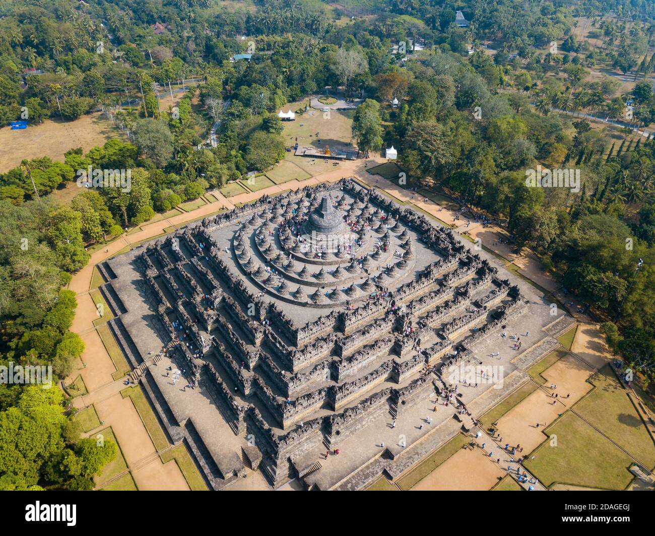 World biggest Buddhist temple Aerial view at sunrise Stock Photo - Alamy