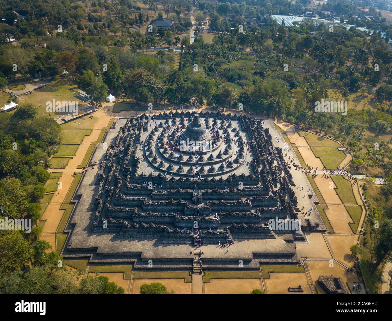 World biggest Buddhist temple Aerial view at sunrise Stock Photo - Alamy