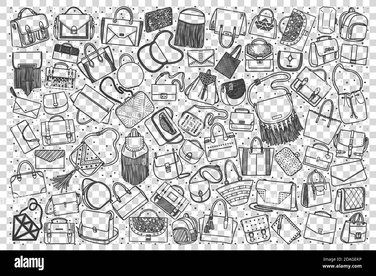 Handbags doodle set Stock Vector Image & Art - Alamy