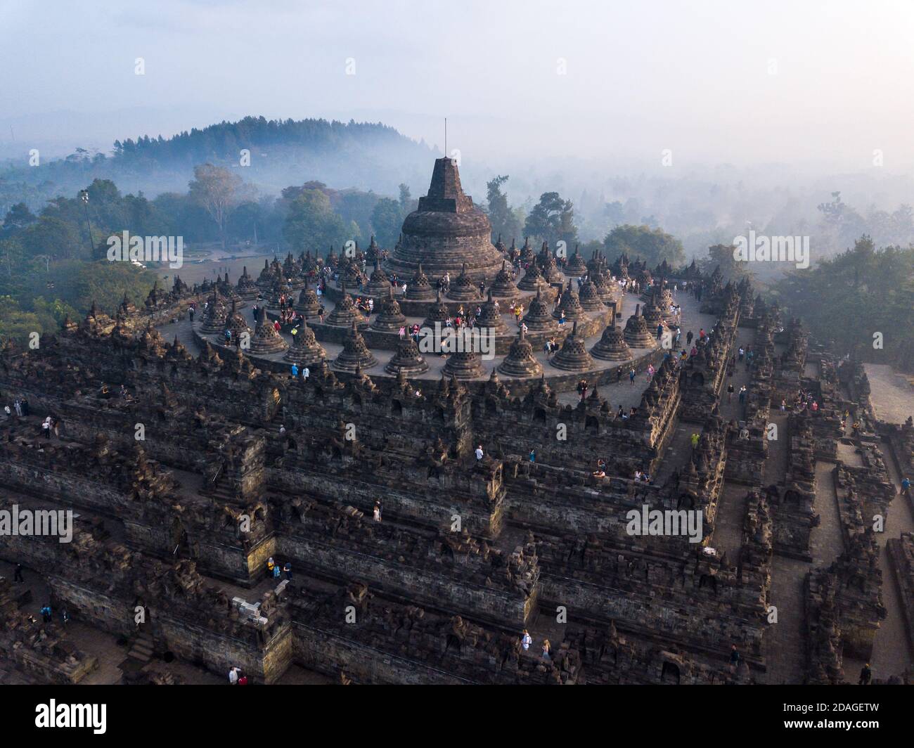World biggest Buddhist temple Aerial view at sunrise Stock Photo - Alamy