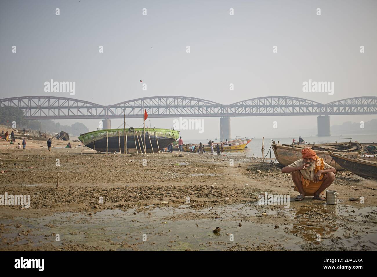 Ganges river ganga bridge hi-res stock photography and images - Alamy