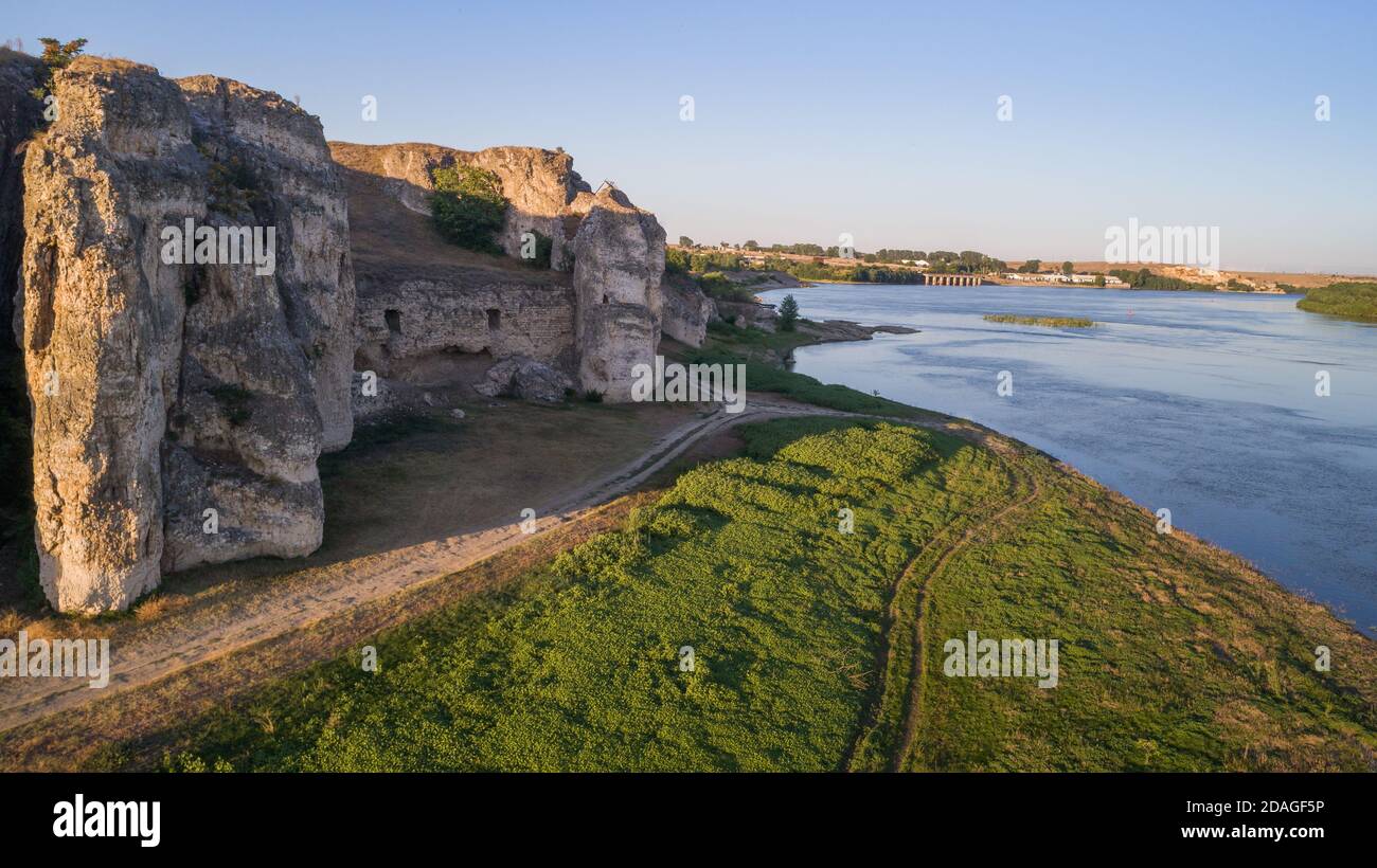 view from ruins of Carsium old city, Harsova. Carsium was a fort built ...